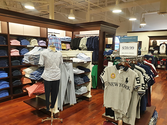 The Polo Ralph Lauren store maintains its country club vibe even in the desert, offering enough preppy options to outfit an Ivy League reunion.