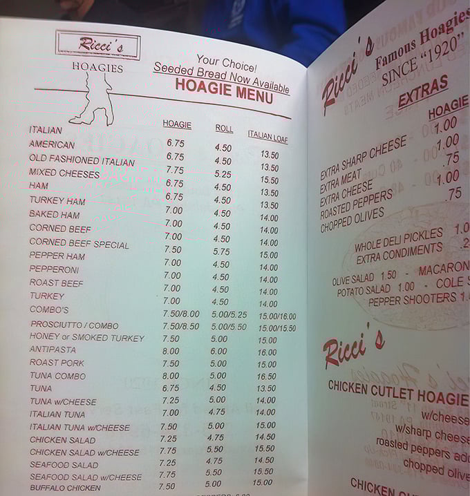 This menu isn't just a list &ndash; it's a sacred text of sandwich scripture, promising Italian-American delights that have stood the test of time.