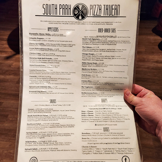 The menu reads like a love letter to comfort food. Each description promises satisfaction without the flowery language—just straight talk about good eating.