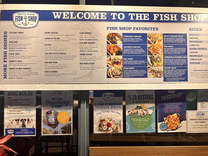 The menu board reads like a love letter to the ocean&mdash;each item a potential new relationship waiting to happen.