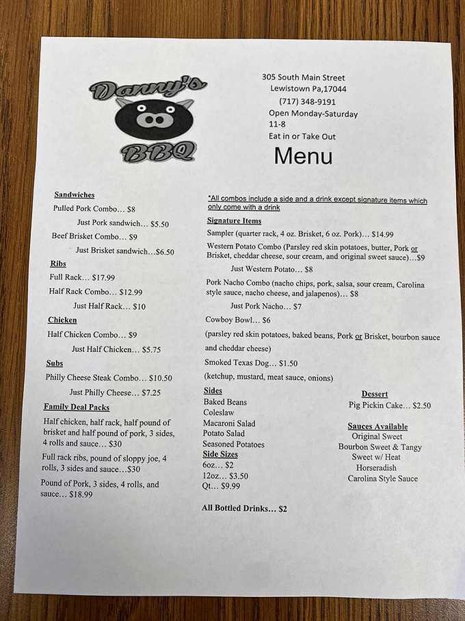 A menu that cuts straight to the chase&mdash;no flowery descriptions needed when your brisket speaks such eloquent volumes.