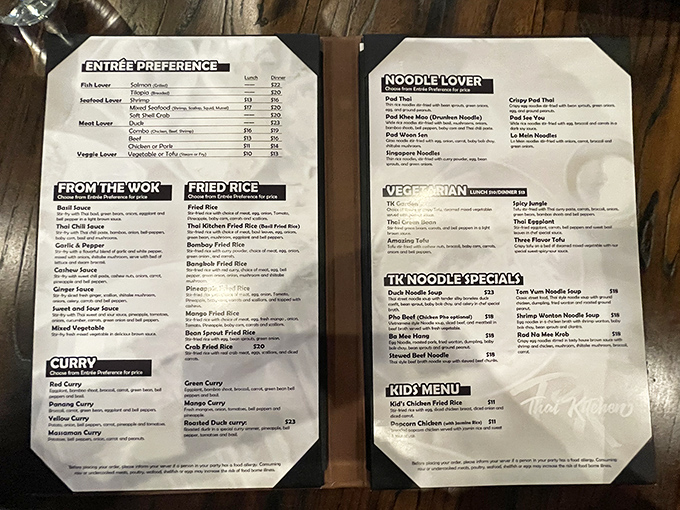 A menu that reads like a love letter to authentic Thai cuisine traditions.