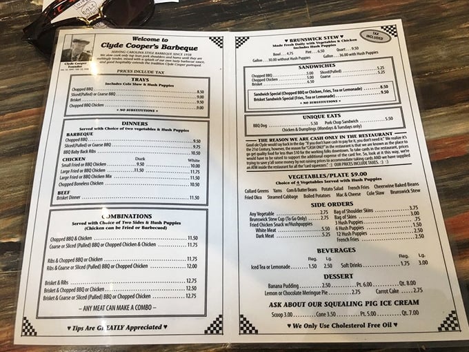 A menu that doesn't need fancy descriptions&mdash;just the promise of smoky perfection that's kept locals coming back since FDR was president.