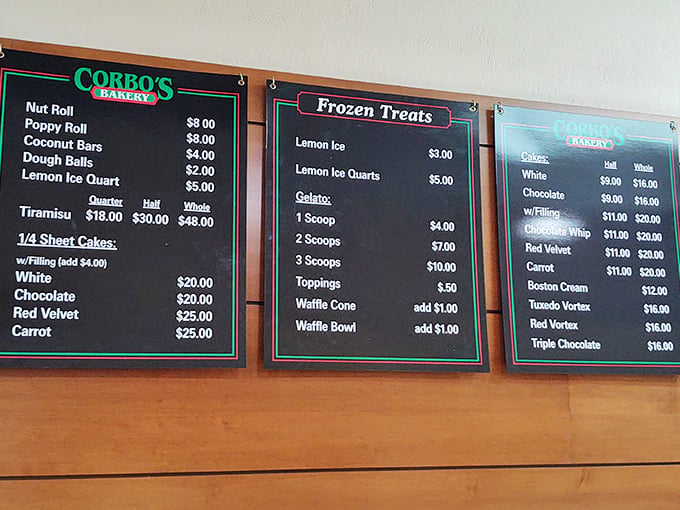 The menu board tells a delicious story of Italian classics, from tiramisu to gelato, each one a chapter worth savoring.