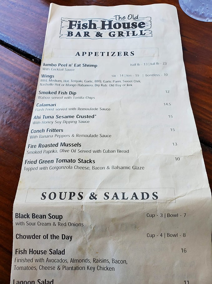 A menu that reads like coastal Florida's greatest hits. No molecular gastronomy here, just the seafood classics that have stood the test of time.