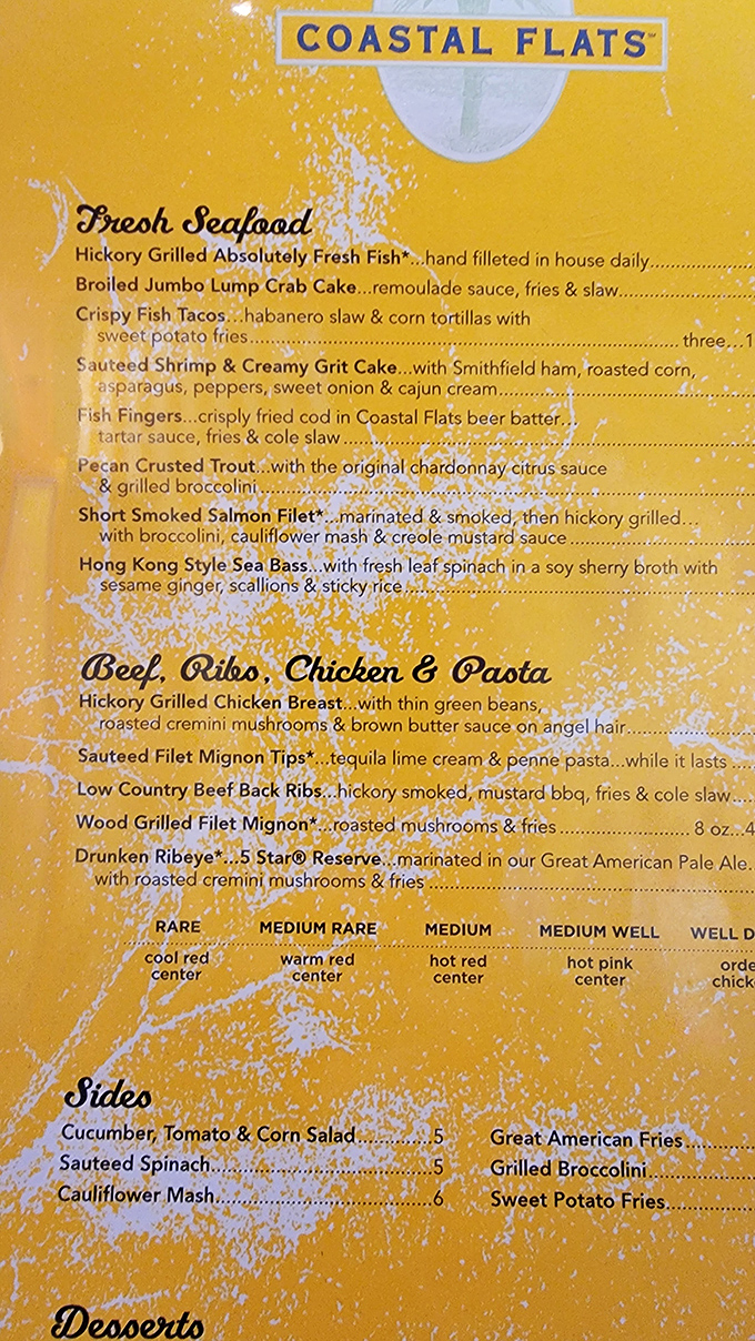 This isn't just a menu&mdash;it's a maritime treasure map where X marks the spot for that legendary Pecan Crusted Trout.