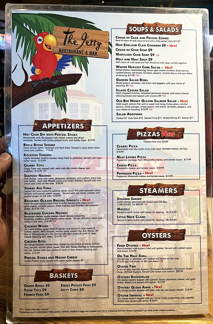 The colorful parrot mascot seems to say, "Trust me on the crab soup." And you absolutely should.