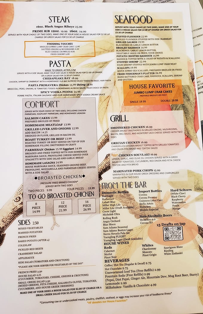 This menu isn't just a list of food—it's a roadmap to happiness. The "Comfort" section isn't just a category; it's a mission statement.