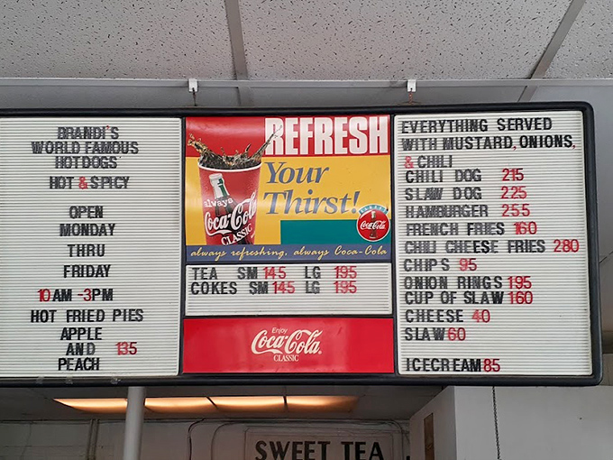 This vintage menu board hasn't changed in decades, and thank goodness for that. Some perfection simply doesn't need updating.