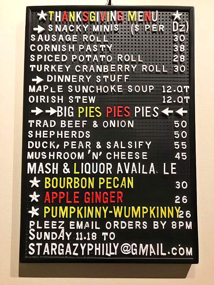 This menu board is like a love letter to British comfort food. "Big Pies Pies Pies" isn't just a description&mdash;it's a promise.
