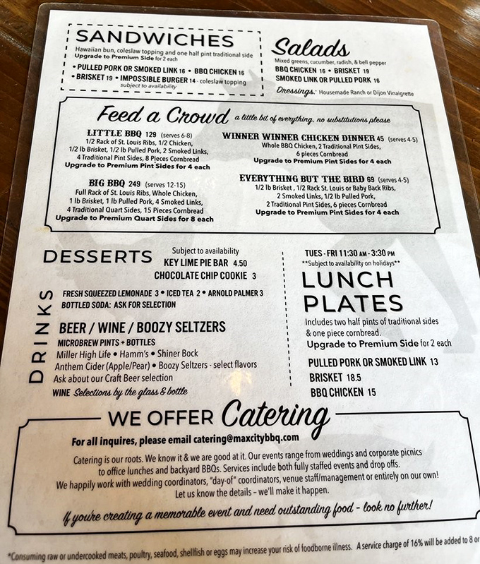 A menu that doesn't mess around &ndash; when "Feed a Crowd" is an actual category, you know you're in the right place.