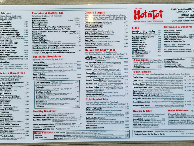 A menu so comprehensive it could double as light reading material. The breakfast section alone requires strategic planning.