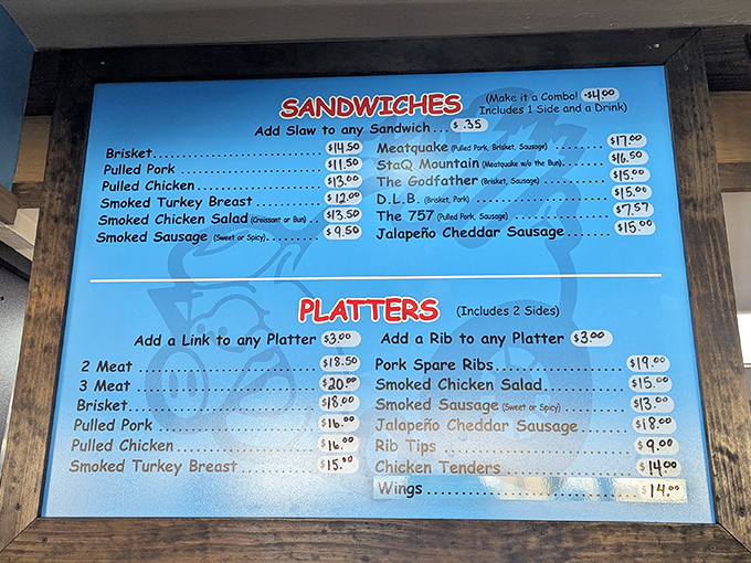 A menu board that cuts to the chase &ndash; meat, sides, and combinations thereof. The only math problem you'll enjoy solving.