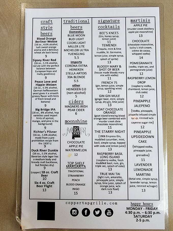 This drink menu reads like a love letter to libation enthusiasts&mdash;from craft beers to moonshine concoctions that'll make you forget you ever ordered boring drinks.