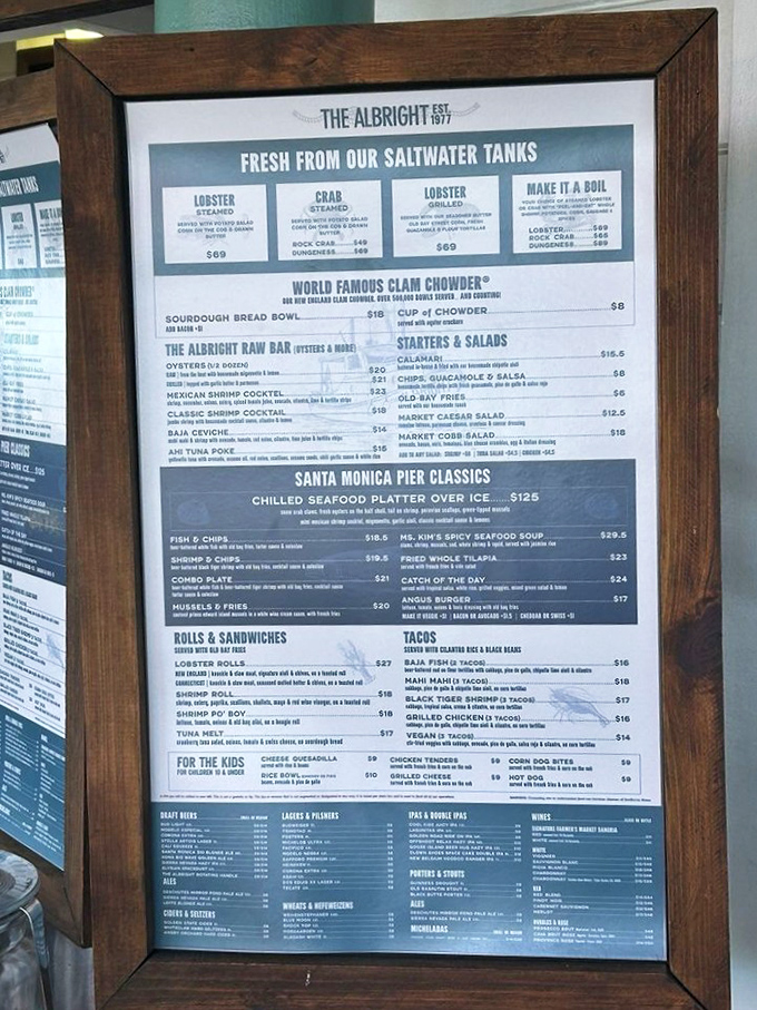 The menu board&mdash;a treasure map where X marks the lobster roll. Study it carefully, but we all know why you're really here.