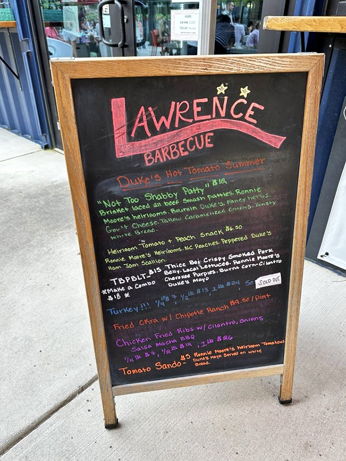 This chalkboard menu isn't just a list&mdash;it's a roadmap to happiness. Each colorful entry promises a different journey into smoke-kissed perfection. 