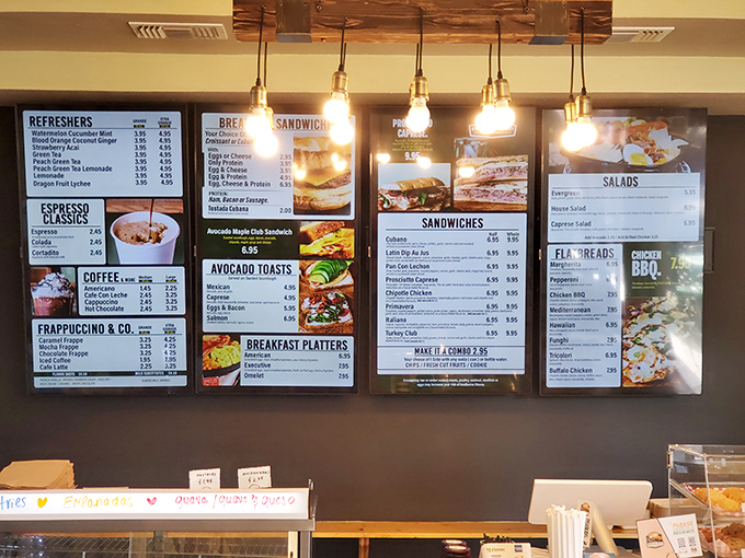 The menu board&mdash;where life-altering decisions are made daily. Pro tip: everything looks good because everything IS good.