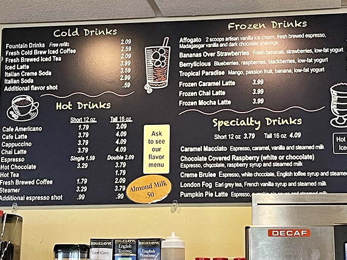 The drink menu reads like a love letter to caffeine enthusiasts, offering everything from simple brews to concoctions worthy of their own Instagram account.