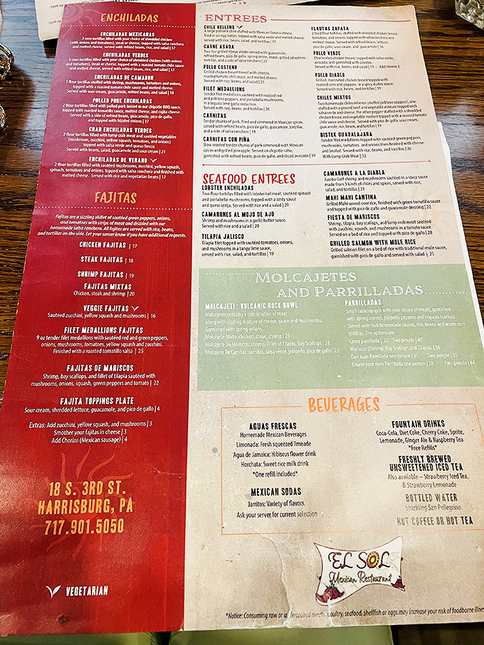 The menu reads like a love letter to Mexican cuisine, with enough options to require strategic planning or multiple visits.