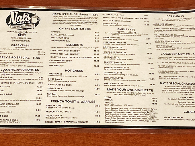 The menu at Nat's reads like a love letter to breakfast classics &ndash; each item executed with the confidence of decades of experience.