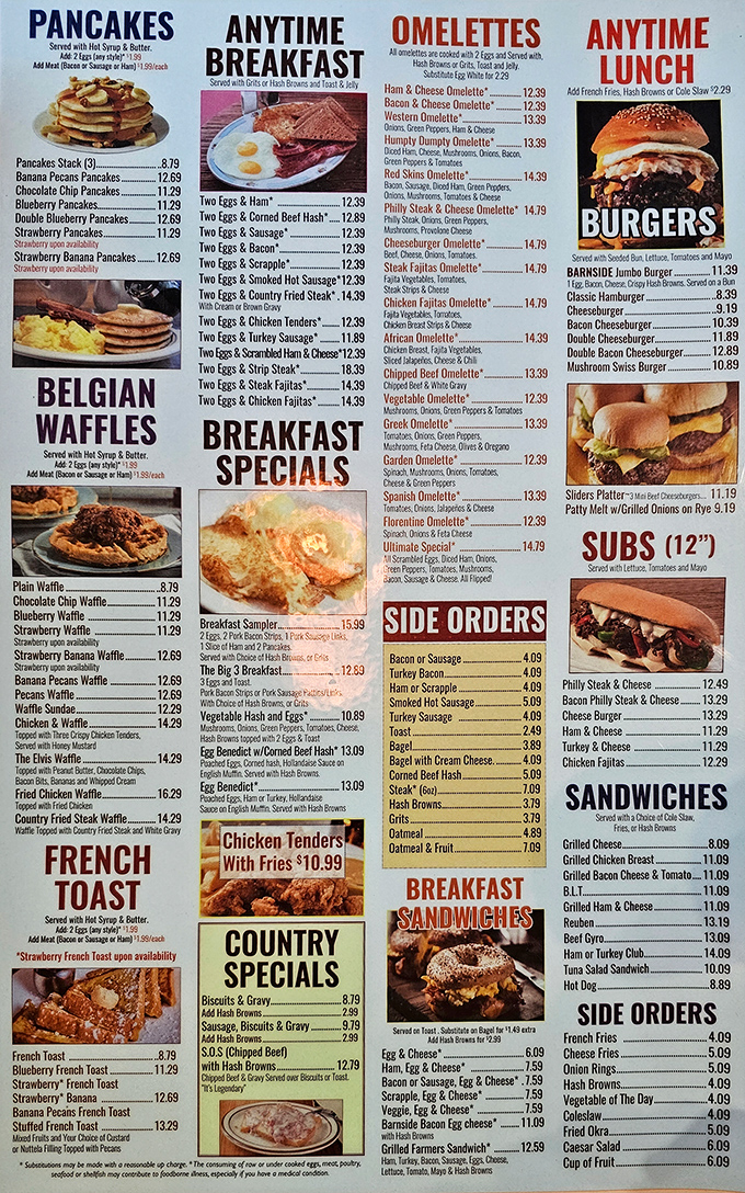 A menu that doesn't mess around&mdash;when breakfast options take up this much real estate, you know they mean business. 