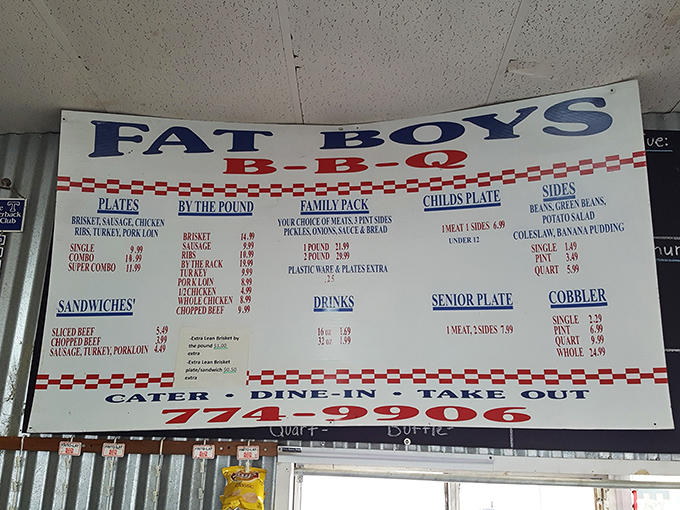 The menu board speaks the universal language of Texas: meat by the pound, no fancy descriptions needed. Simplicity at its most delicious.