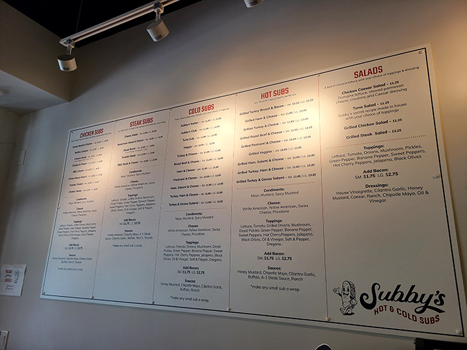Decision paralysis has never been so delicious. The wall-spanning menu offers a dizzying array of hot subs, cold subs, and salads.