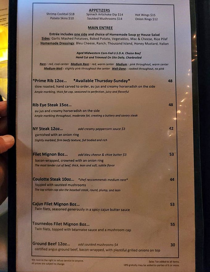 A menu that cuts right to the chase &ndash; no foam, no deconstructed nonsense, just perfectly aged beef prepared with respect and reverence.