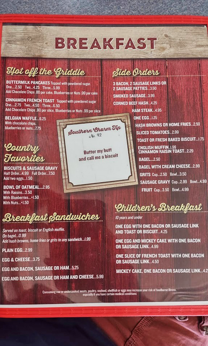 That moment when you realize "Butter my butt and call me a biscuit" isn't just menu humor.