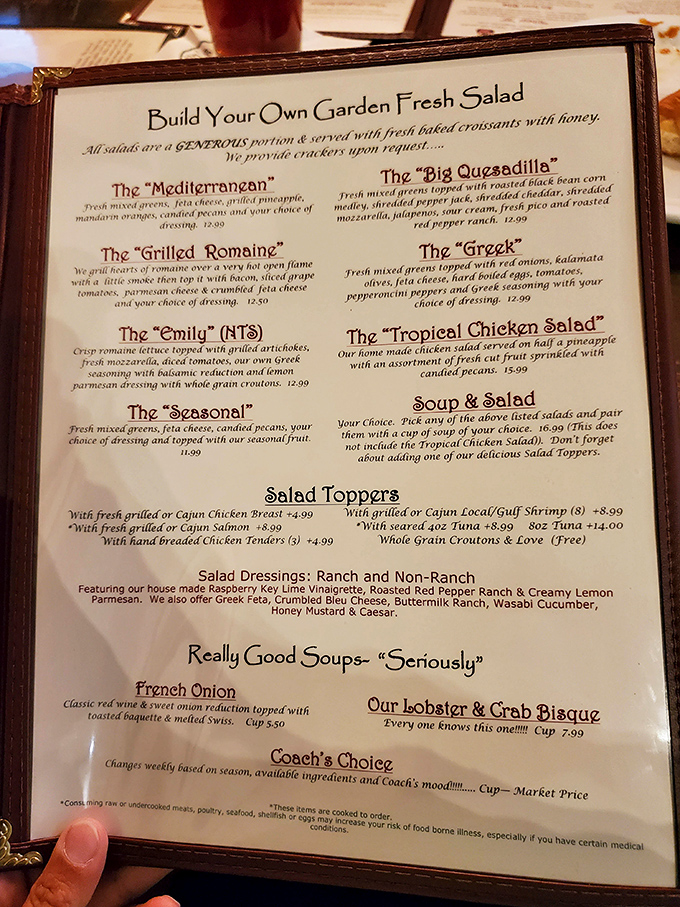 The menu reads like a love letter to Southern cuisine with creative twists. Those house-made dressings aren't just condiments, they're conversation starters.