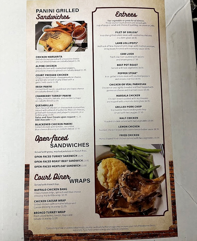 The menu reads like a comfort food love letter &ndash; paninis, open-faced sandwiches, and entrees that would make your cardiologist wince but your soul sing.