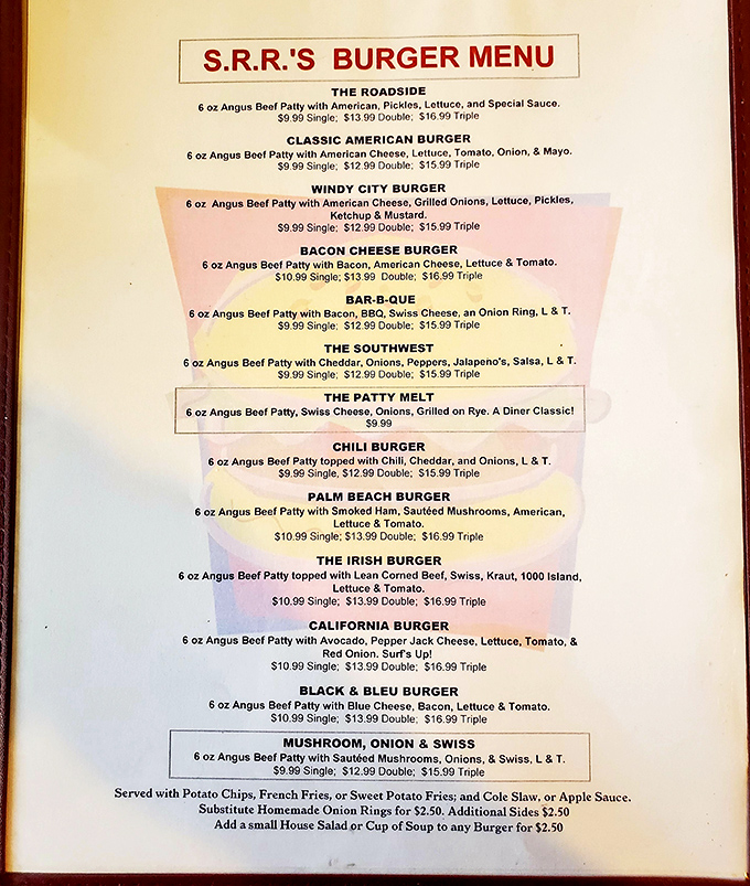 The burger menu reads like a cross-country road trip, with each creation more tempting than the last. Decision paralysis guaranteed!