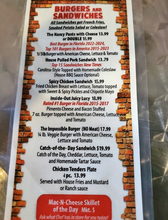 When a menu boasts "Best Burger in Florida," you know someone's throwing down the gauntlet confidently.