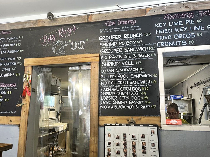 That chalkboard menu tells the whole story - fresh catches prepared with old-school Florida charm.