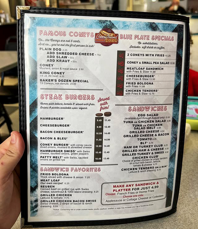 A menu that hasn't changed because it doesn't need to &ndash; when you've perfected the coney, why mess with success?