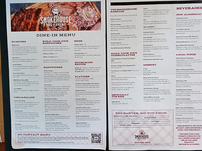 A menu that reads like barbecue poetry. Each description promises a flavor journey through smoke, spice, and everything nice.