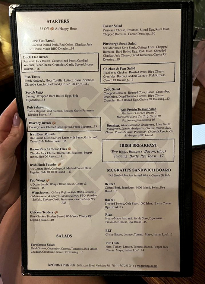 The menu reads like a love letter to Irish comfort food, with enough creative twists to keep Pennsylvania palates intrigued.