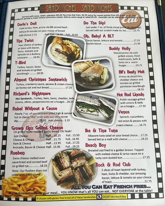 A menu that reads like rock 'n' roll history—from "Oh, Baby! A BLT" to "Buddy Holly" sandwiches. Food with personality is always on tour at Mac's.
