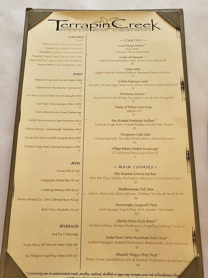 A menu that reads like poetry&mdash;where the Mediterranean Fish Stew isn't just a dish, but a siren call to seafood lovers everywhere.