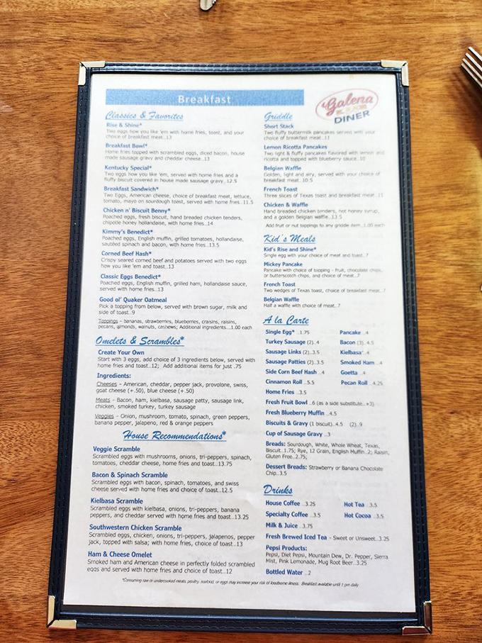 This menu reads like a love letter to breakfast enthusiasts&mdash;each item promising the kind of morning satisfaction that makes Monday feel like Saturday.