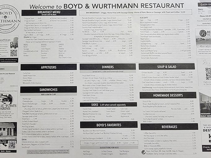 A menu that reads like a love letter to Midwestern comfort. No molecular gastronomy here, just the promise of honest food that satisfies.