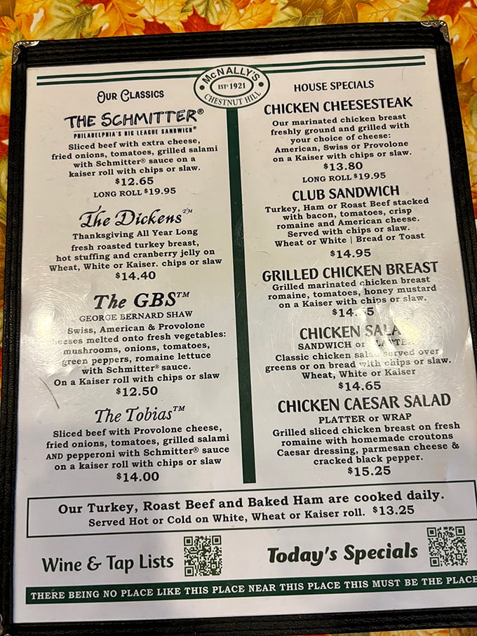 A menu that reads like poetry to the hungry. Each named sandwich tells a story, with the legendary Schmitter&reg; playing the starring role.