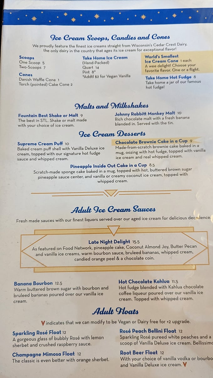 The menu reads like a love letter to indulgence, with ice cream concoctions that would make your childhood self high-five your adult self.