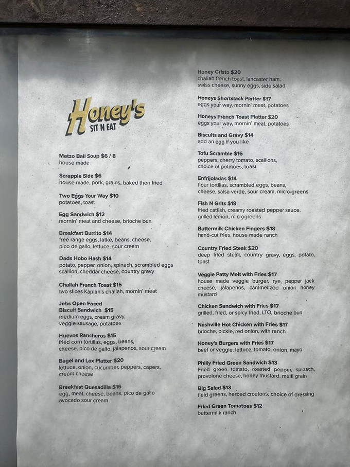 The menu at Honey's reads like a love letter to comfort food &ndash; where Jewish deli classics and Southern staples find harmony on the same delicious page.