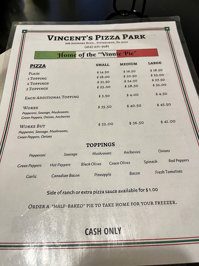The menu is refreshingly straightforward&mdash;no artisanal nonsense here. Just honest pizza with toppings that don't require a culinary dictionary.