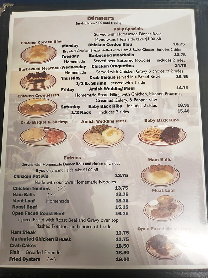 This menu isn't just a list of dishes&mdash;it's a roadmap to happiness. Friday's Amish Wedding Meal alone is worth planning your week around.