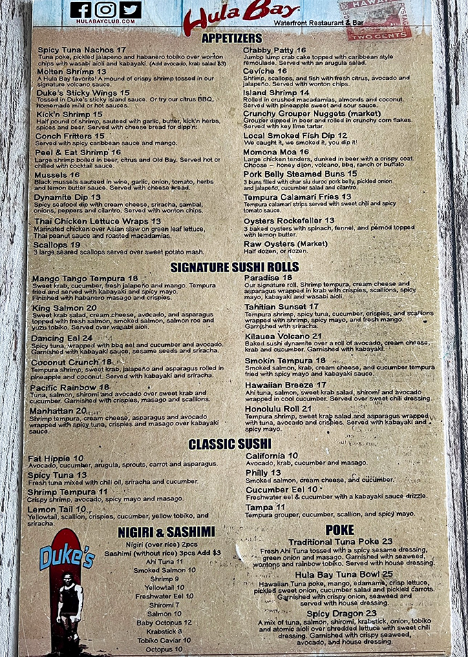 The menu reads like a love letter to seafood enthusiasts. Warning: decision paralysis may occur when faced with this many delicious options.