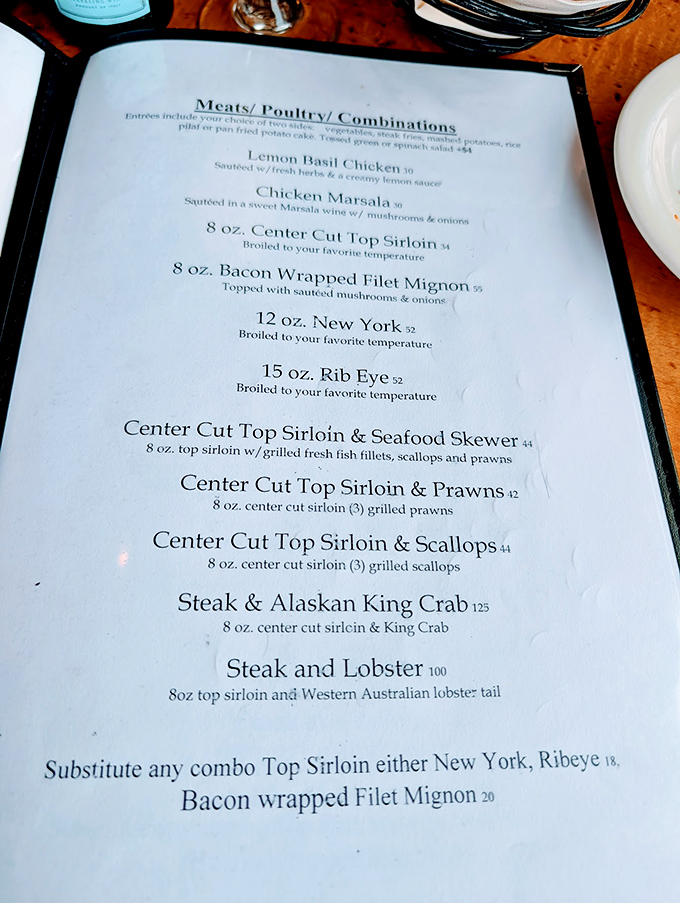 The menu reads like a love letter to surf and turf, with combinations that make decision-making deliciously difficult.