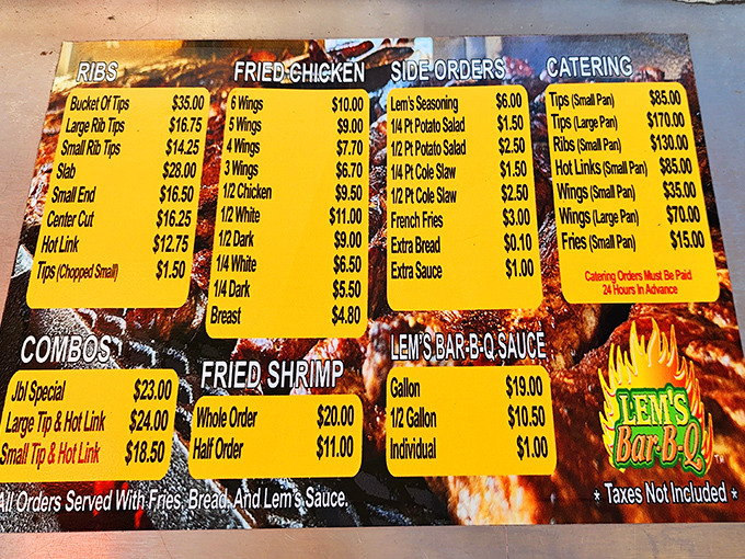 A menu board that cuts to the chase&mdash;no fancy descriptions needed when your reputation spans generations.