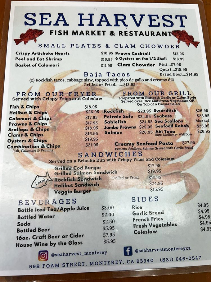 This menu isn't just a list &ndash; it's a maritime treasure map. Each item represents X marks the spot for your taste buds' next adventure.